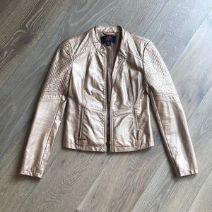 2B Bebe | Jackets & Coats | Bebe Metallic Gold Faux Leather Jacket ...
